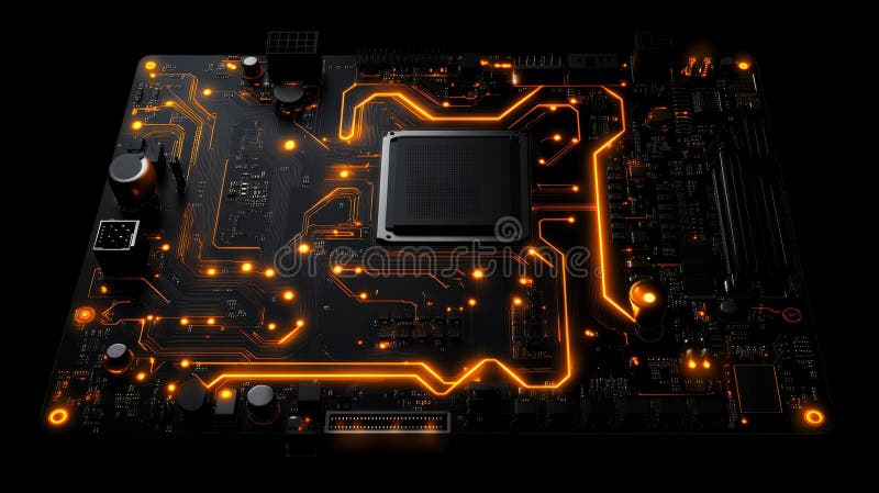 Illuminated Motherboard Technology Advanced Circuitry Glowing ...