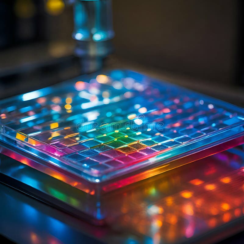 Illuminated Multi Colored Microplate in Lab Stock Illustration ...