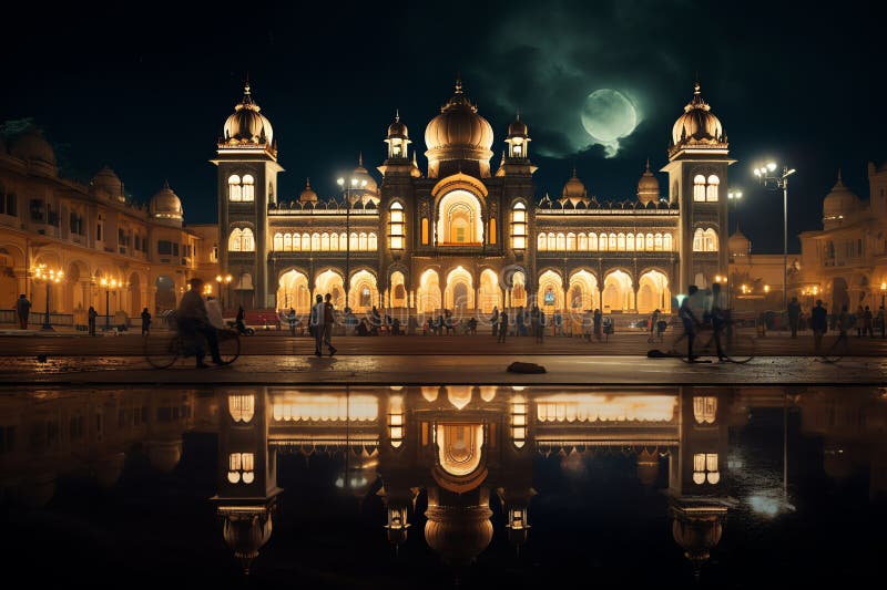 Illuminated Mysore Palace India Symbol with Copy Space Stock ...
