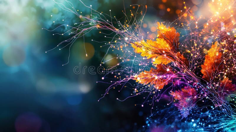 Illuminated Nature Delicate Threads of Light Resembling Neural Pathways ...