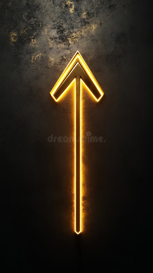 Illuminated Neon Arrow: Bold Modern Light Design on Dark Background for ...