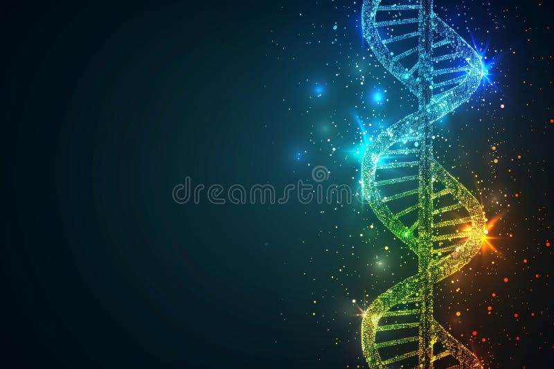 Illuminated Neon Blue DNA Strands in a Mystical Cosmic Setting ...