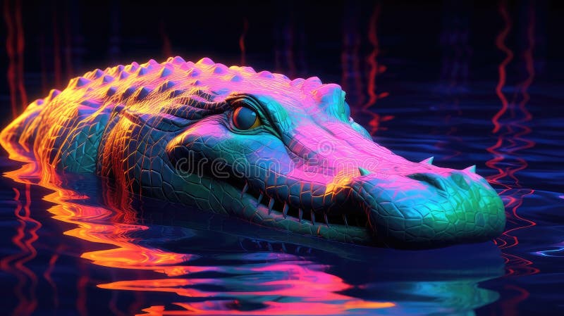 Illuminated Neon Crocodile Stock Illustrations – 11 Illuminated Neon ...