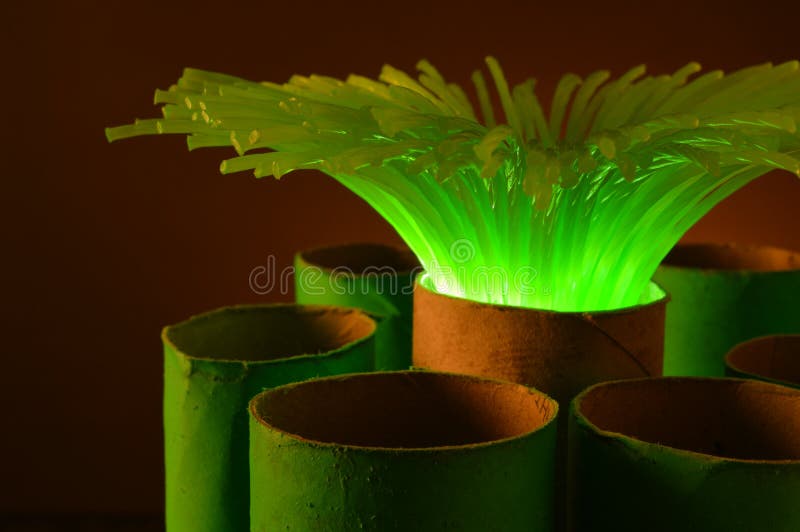 Neon String with Green Paper Tubes Stock Image - Image of graphic, line ...