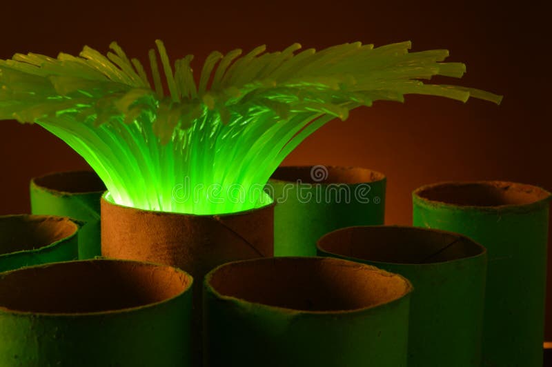 Neon String with Green Paper Tubes Stock Image - Image of green ...