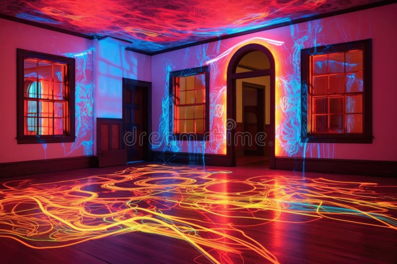 Illuminated Neon Light Art Installation Stock Illustration ...