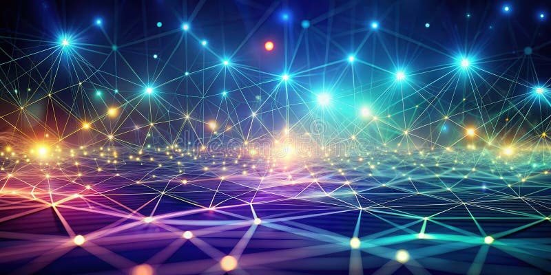 Illuminated Network a Vibrant Abstract Depiction of Interconnected Nodes and Pathways ...
