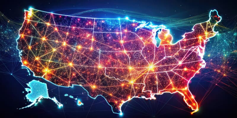 Illuminated Network a Vibrant Map of Interconnections Across a Nation ...