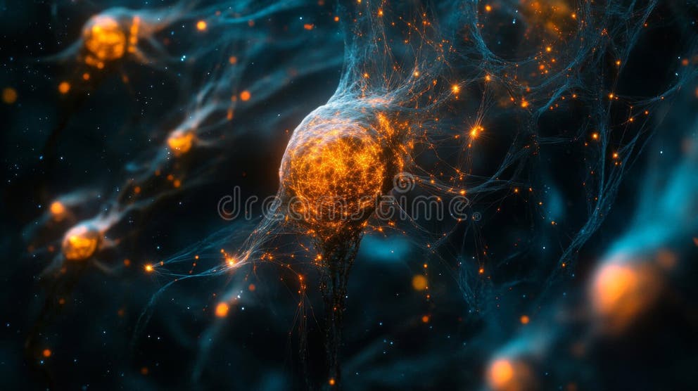 Illuminated Neural Network Cell Structure Abstract Stock Illustration ...