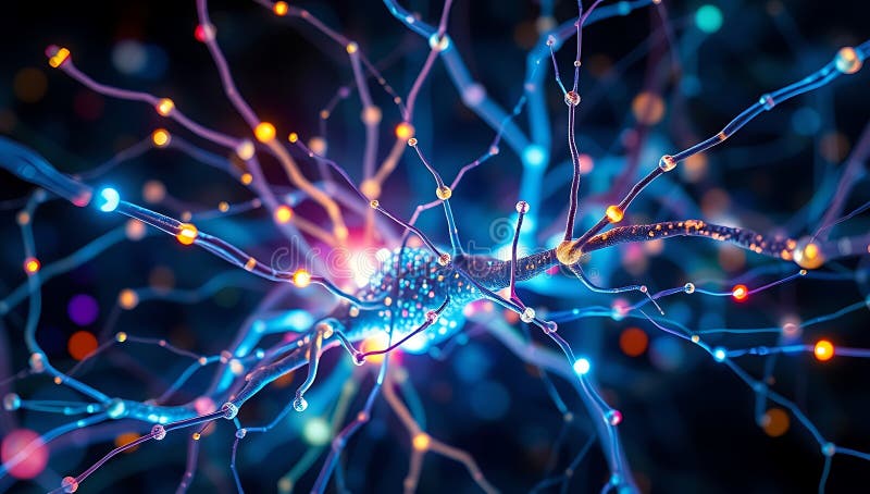 Illuminated Neural Network Complex Interconnections Stock Illustration ...