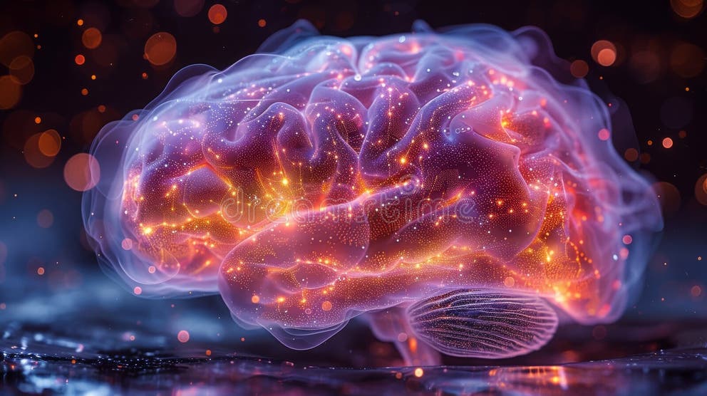 Illuminated Neural Network in the Human Brain, Close-up View ...