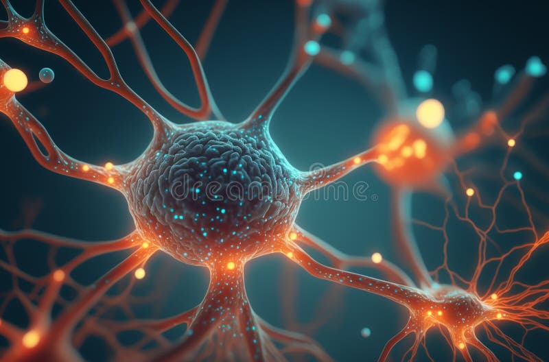 Illuminated Neural Network Illustration with Bright Colors and 3d ...