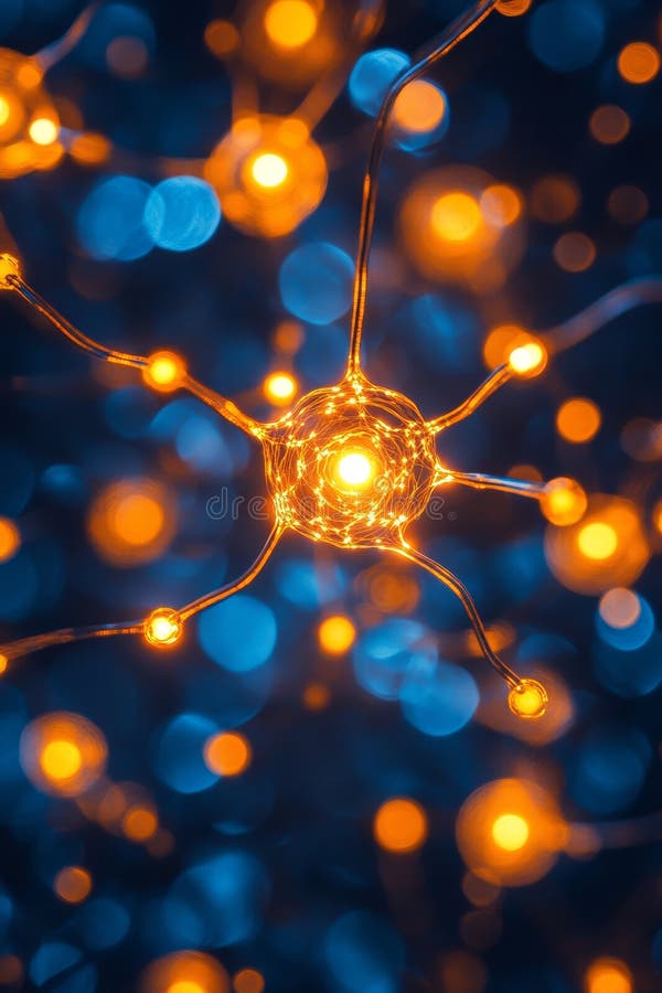 Illuminated Neural Network, Microscopic Neuron with Synapses Firing ... Illuminated Neural Network, Microscopic Neuron with Synapses Firing ...