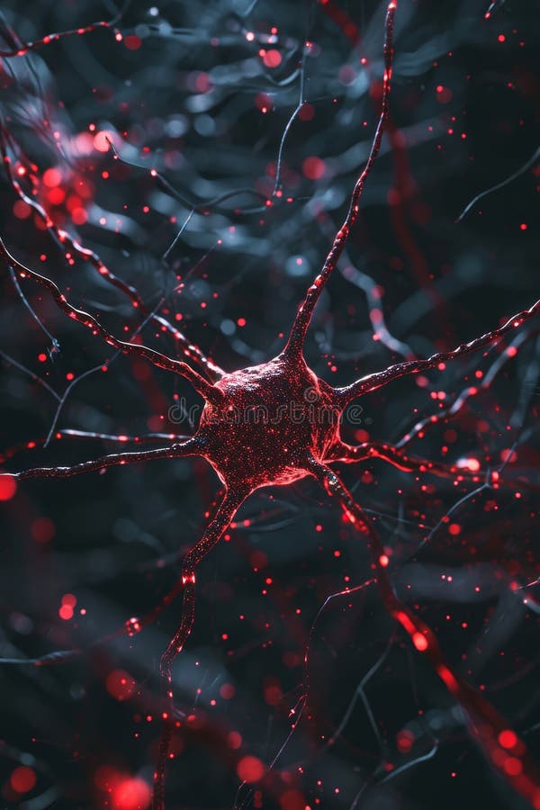 Illuminated Neuron Cell in Dark Background Stock Illustration ... Illuminated Neuron Cell in Dark Background Stock Illustration ...