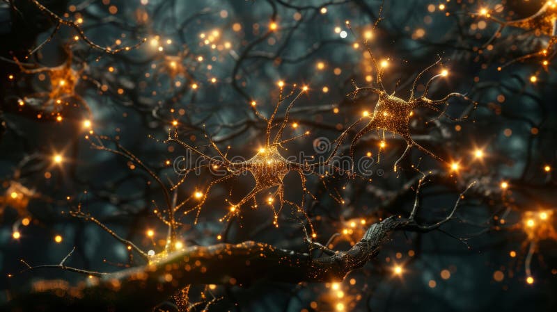 Illuminated Neuron Cells Depicting the Evolution of the Human Mind in a ...