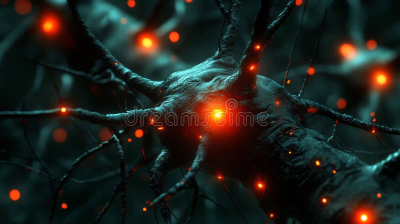 Illuminated Neuron Network Detailed Digital Rendering Stock ...