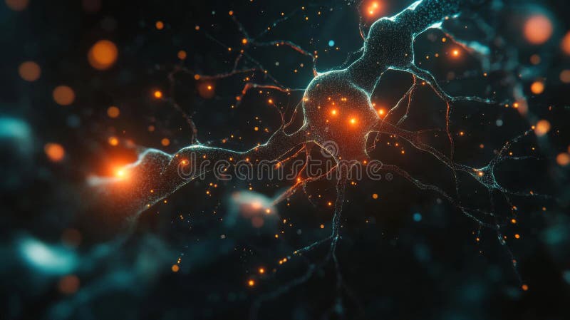 Illuminated Neuron Network Microscopic Visualization Stock Illustration ...