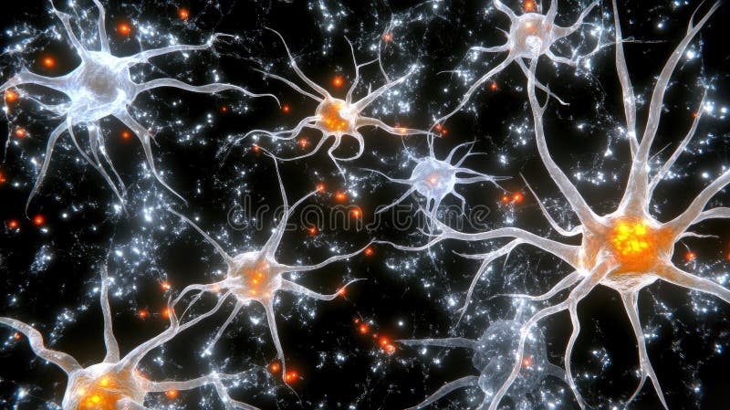 Illuminated Neurons Interact In A Dynamic Visual Representation Demonstrating The Complexity Of