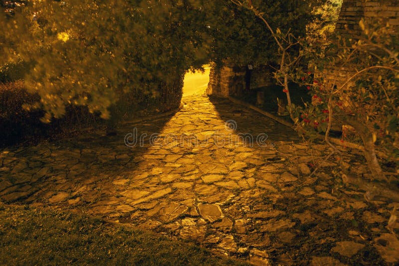 Illuminated path stock photo. Image of stairs, stone - 26044260