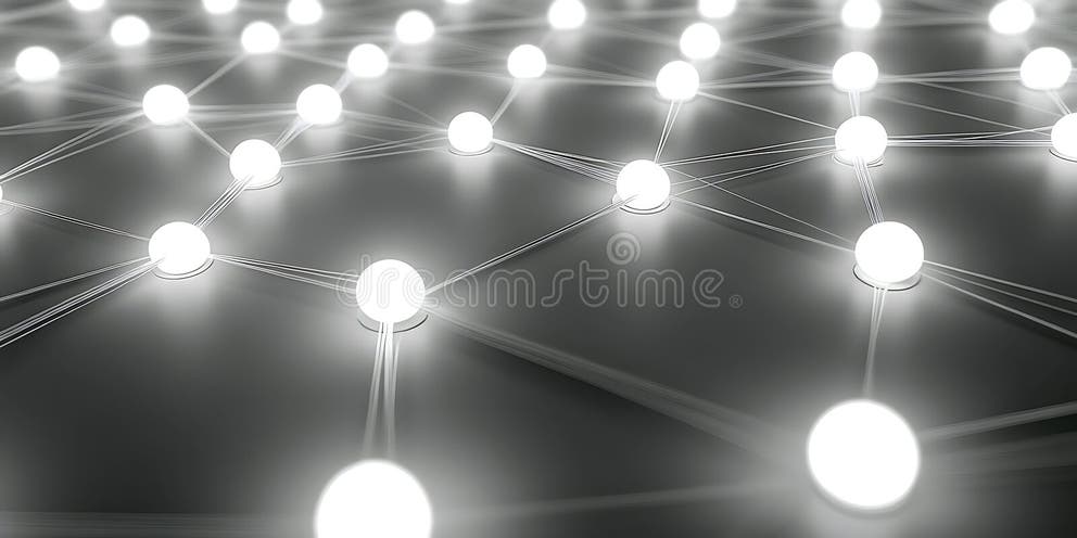 Illuminated Nodes Connected by Lines Create a Network Structure in a Digital Environment Stock ...