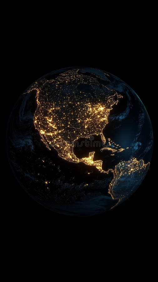 The Illuminated North America Displayed on the Interactive Digital ...