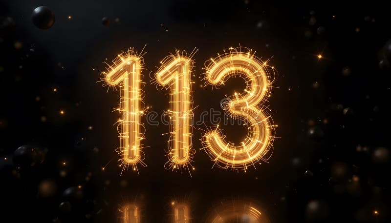 Illuminated Number 113 on Black Backdrop: a Visual Celebration of the ...