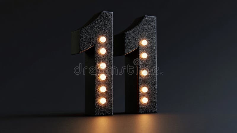 Illuminated Number Eleven stock illustration. Illustration of symbol ...