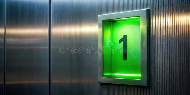 Illuminated Number One Sign on Metallic Wall Panel. Generative AI Stock ...