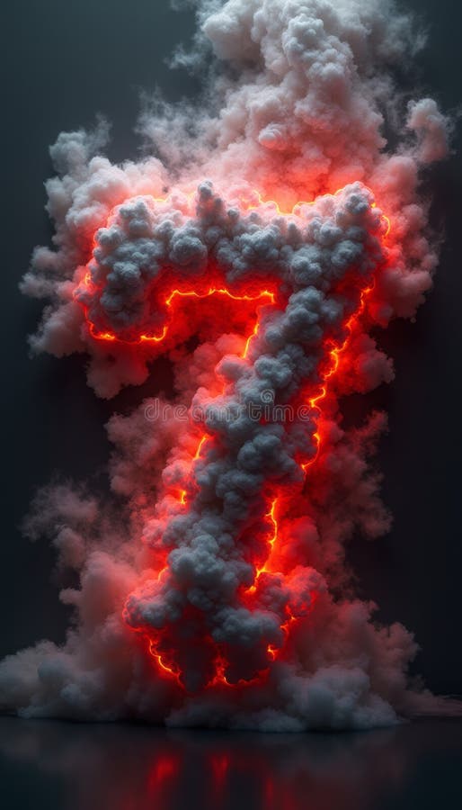 Illuminated Number Seven Surrounded by Glowing Smoke Stock Photo ...