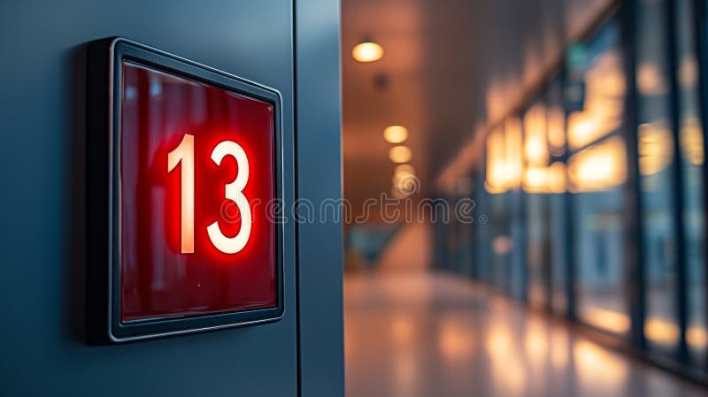 Illuminated Number 13 Sign Modern Corridor Stock Photos - Free ...
