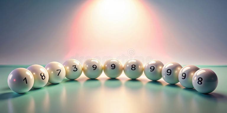 Illuminated Numbered Spheres in a Row on a Reflective Surface ...