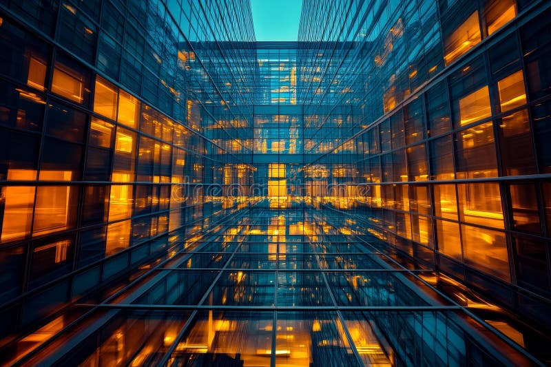 Illuminated Office Building Representing Modern Architecture and ...