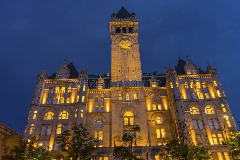 Illuminated Old Post Office Building Evening Washington DC Stock Image ...