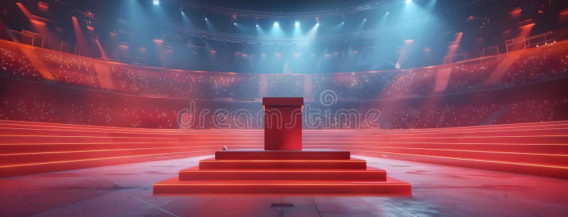 Illuminated Olympic Podiums in a Vibrant Stadium Stock Illustration ...