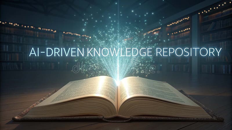 Illuminated Open Book Representing AI-driven Knowledge and Insights ...