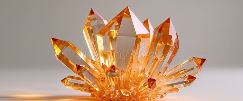 Illuminated Orange Crystal Cluster Resembling a Flower. Stock Image ...