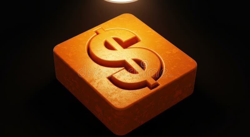Illuminated Orange Dollar Sign Cube: a 3D Render of Financial Symbol ...