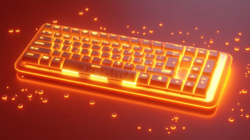 Illuminated Orange Keyboard on Red Surface Stock Illustration ...