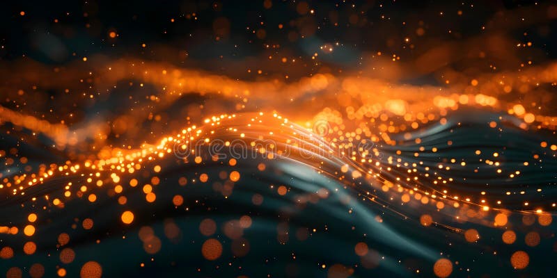 Illuminated Orange Neon Lights on a Dark Background Representing a ...