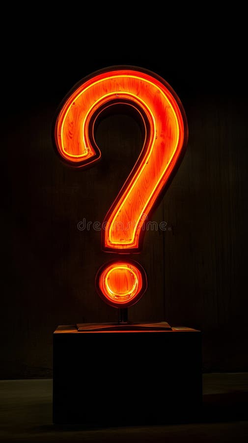 Illuminated Orange Neon Question Mark on Dark Background Stock Photo ...