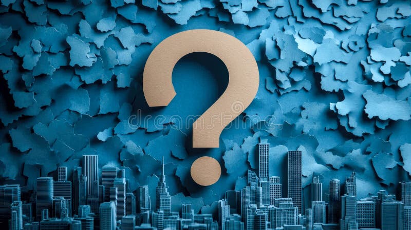 Illuminated Orange Question Mark Above a Cityscape at Night ...