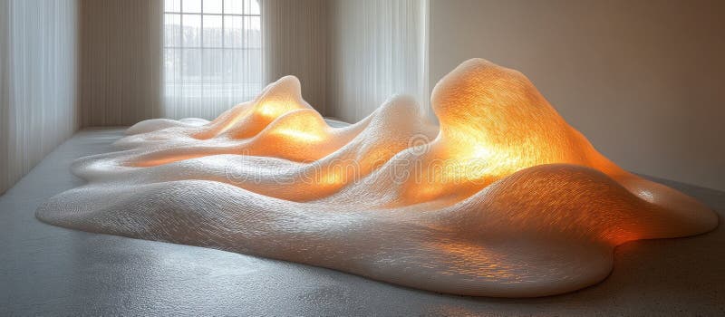 Illuminated Organic Forms, a Modern Sculptural Light Installation Stock ...