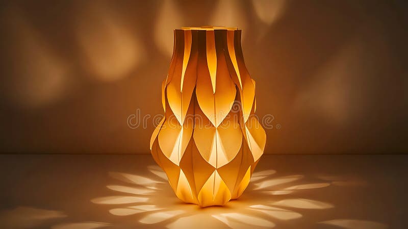 Illuminated Origami-style Paper Lamp Casting Warm Light Stock Image - Image of cozy, lighting ...