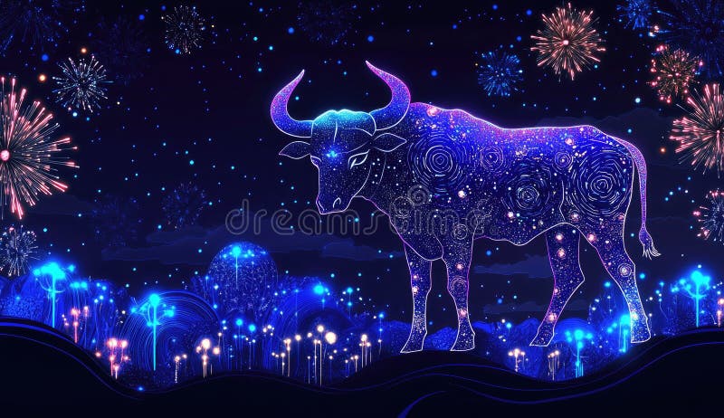 Celestial Bull: AI Art stock illustration. Illustration of elegant ...
