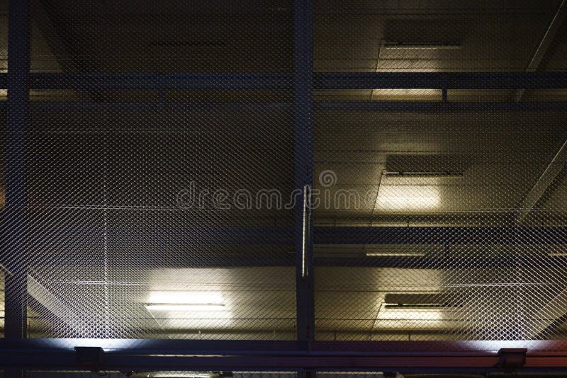 Illuminated Parking Garage in the Night Stock Image - Image of modern ...