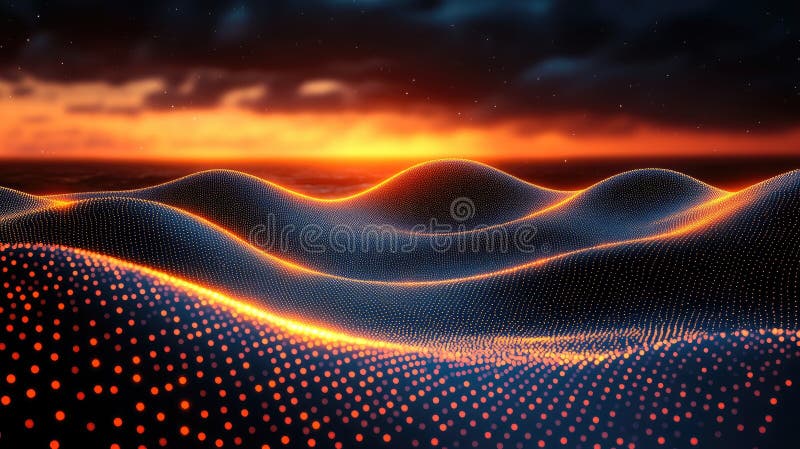 Abstract Glowing Landscape at Sunset Stock Image - Image of background ...