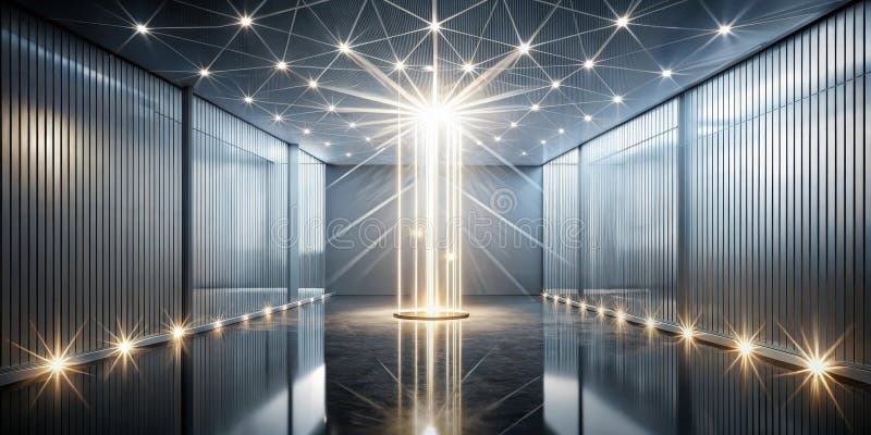 Illuminated Passageway Modern Architectural Interior with Gleaming ...