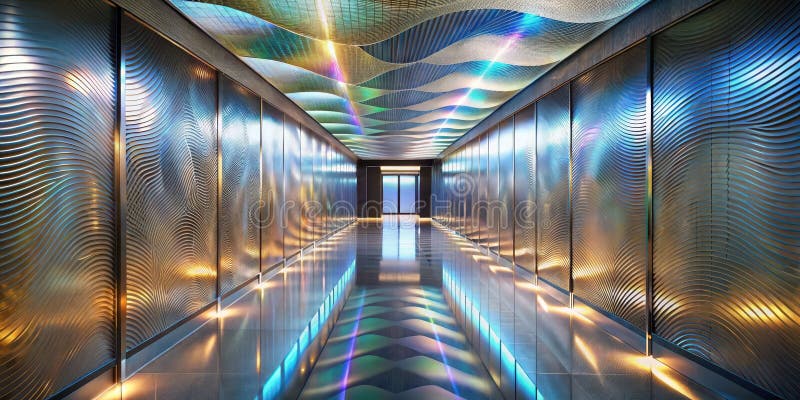 Illuminated Passageway with Wave-patterned Walls and a Reflective Floor ...