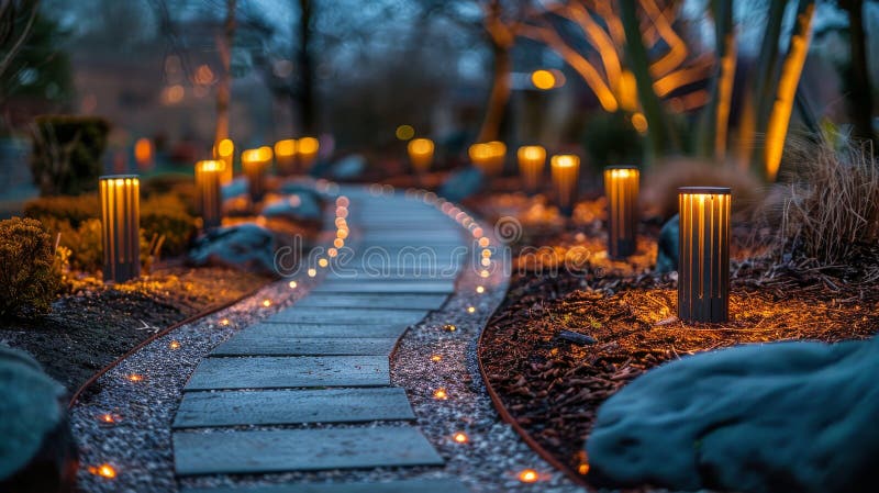 Illuminated Path through the Darkness Stock Image - Image of path ...