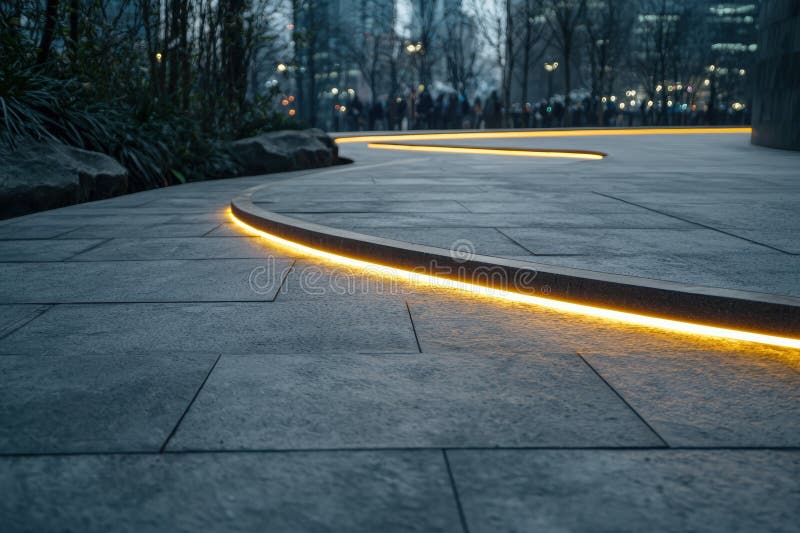 Illuminated Path through a Winter Forest Stock Illustration ...